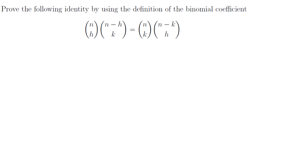 Solved Prove the following identity by using the definition | Chegg.com