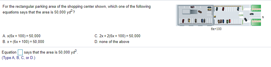 Solved For the rectangular parking area of the shopping | Chegg.com