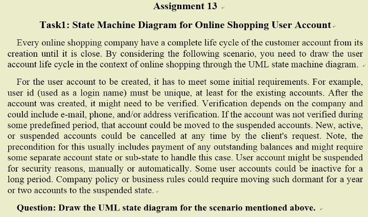 Solved Assignment 13 Taskl: State Machine Diagram for Online | Chegg.com