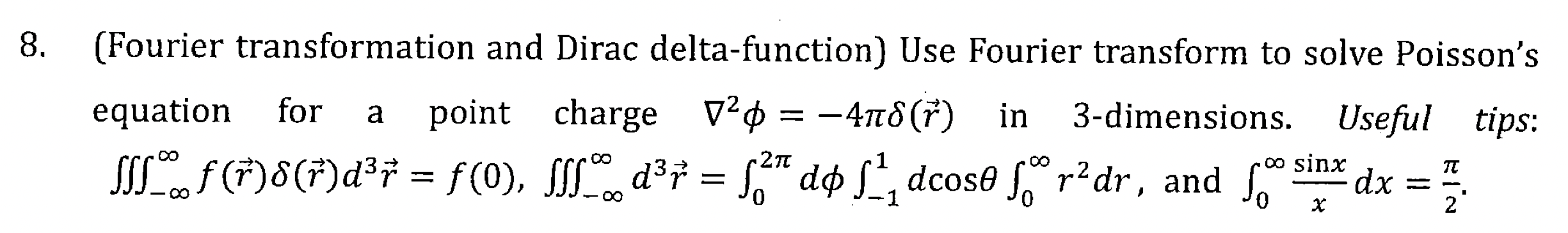 Solved 8. (Fourier transformation and Dirac delta-function) | Chegg.com