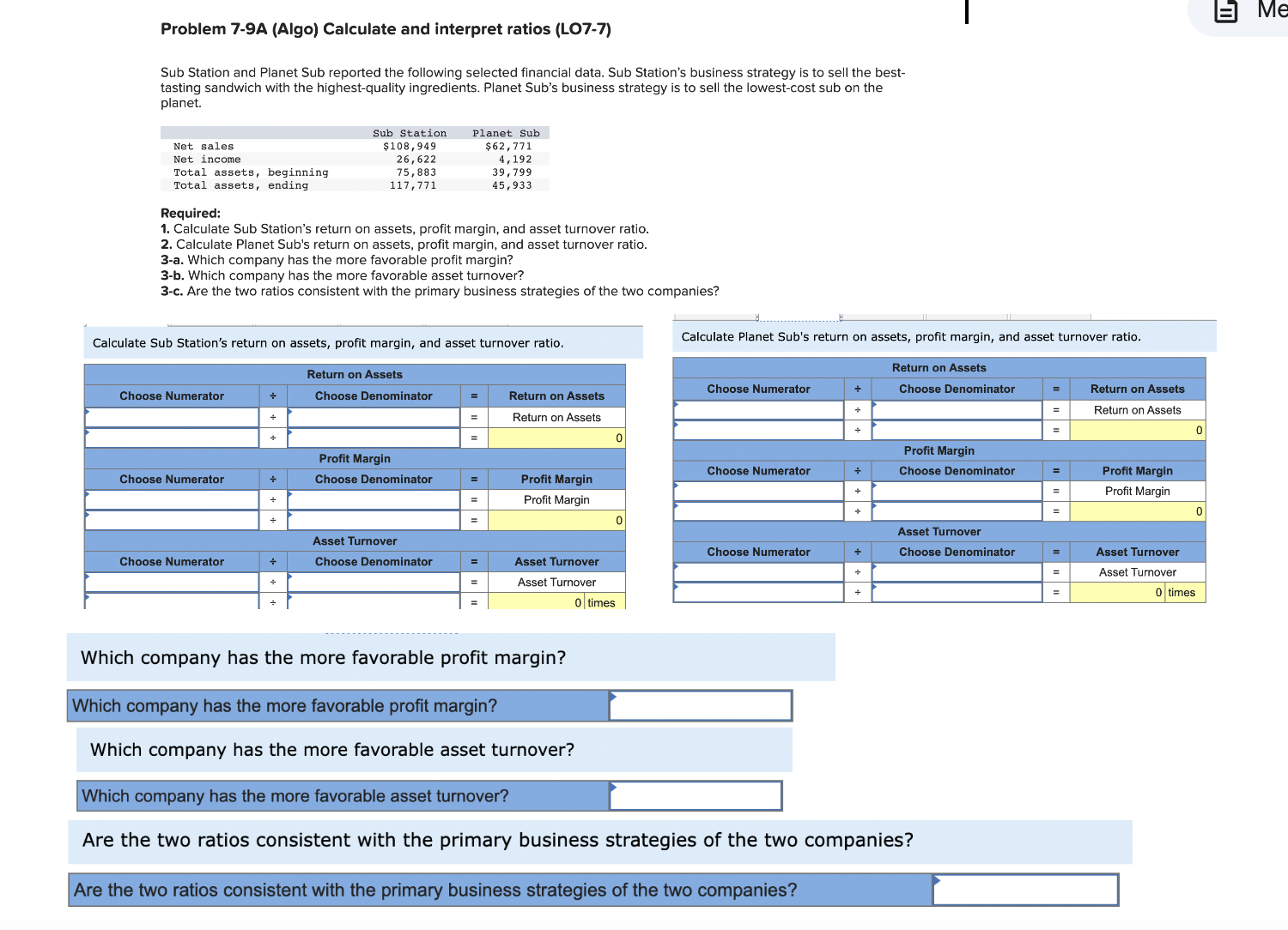 Solved Problem 7-9A (Algo) Calculate and interpret ratios | Chegg.com Solved Problem 7-9A (Algo) Calculate and interpret ratios | Chegg.com