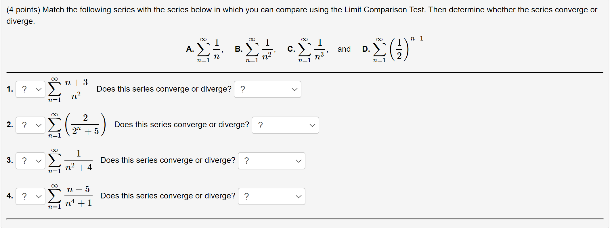 Solved (4 points) Match the following series with the series | Chegg.com