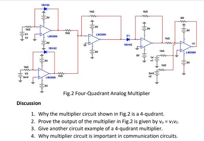 Solved Fig.2 Four-Quadrant Analog Multiplier Discussion 1. | Chegg.com