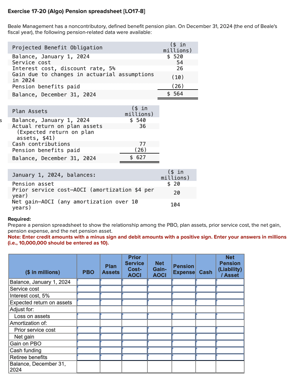 Solved Exercise 17-20 (Algo) ﻿Pension spreadsheet | Chegg.com