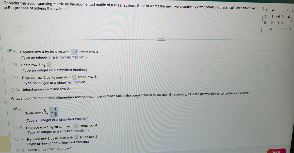 Solved Consider the accompanying matrix as the augmented | Chegg.com