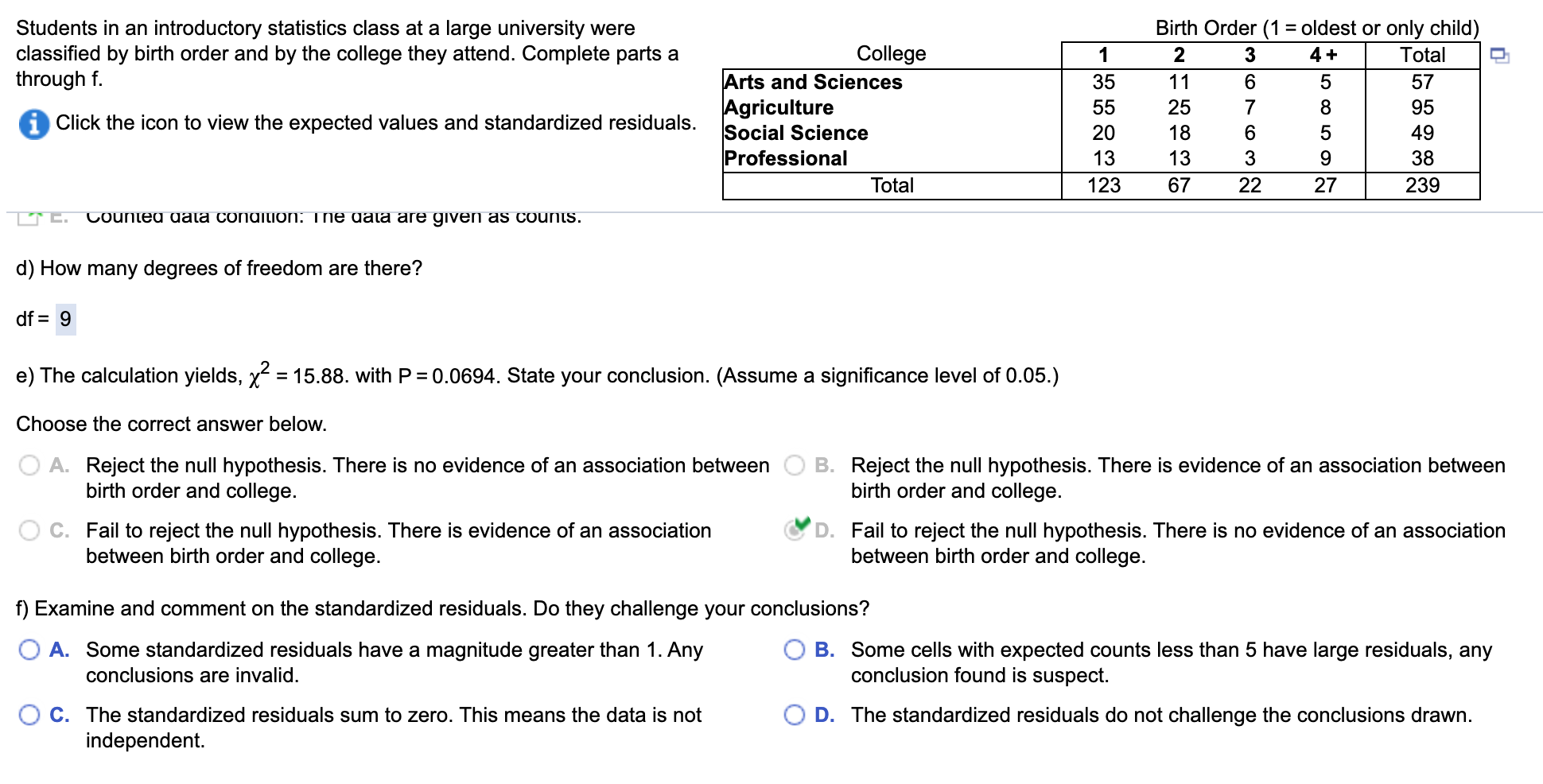 Solved Students in an introductory statistics class at a | Chegg.com