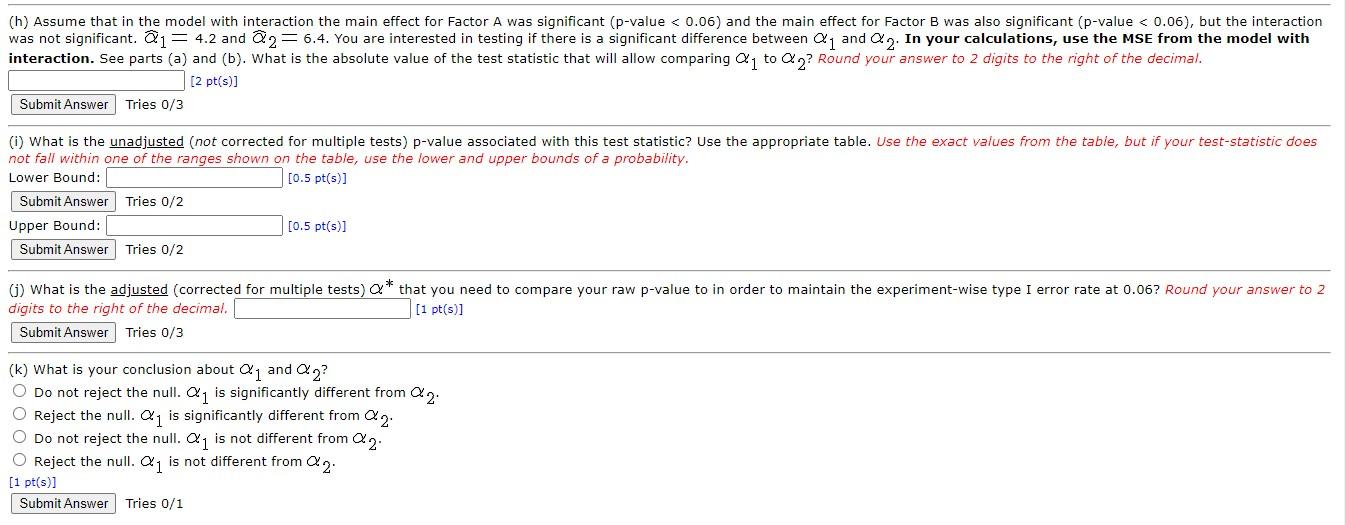 Solved A two-way analysis of variance model with interaction | Chegg.com