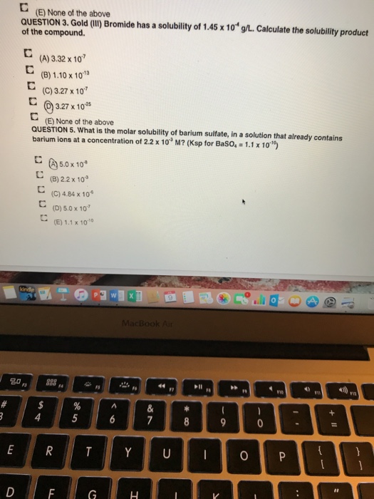Solved Gold (III) Bromide has a solubility of 1.45 times | Chegg.com