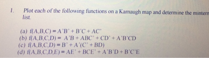 Solved Plot each of the following functions on a Karnaugh | Chegg.com