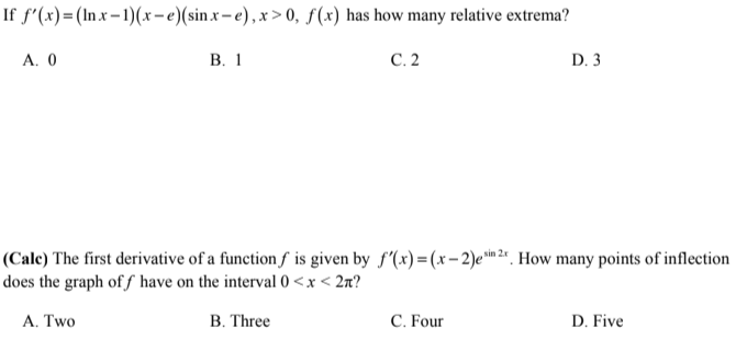 Solved If f′(x)=(lnx−1)(x−e)(sinx−e),x>0,f(x) has how many | Chegg.com
