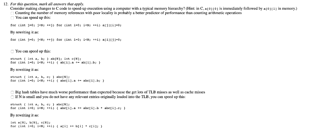 Solved 12. For this question, mark all answers that apply. | Chegg.com