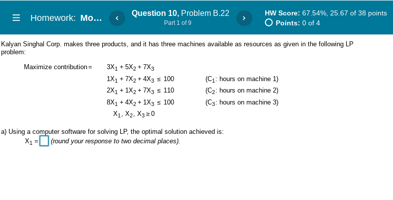 Solved = Homework: Mo... Question 10, Problem B.22 Part 1 of | Chegg.com