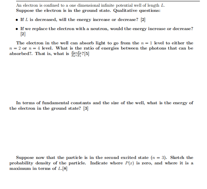 Solved An Electron Is Confined To A One Dimensional Infinite