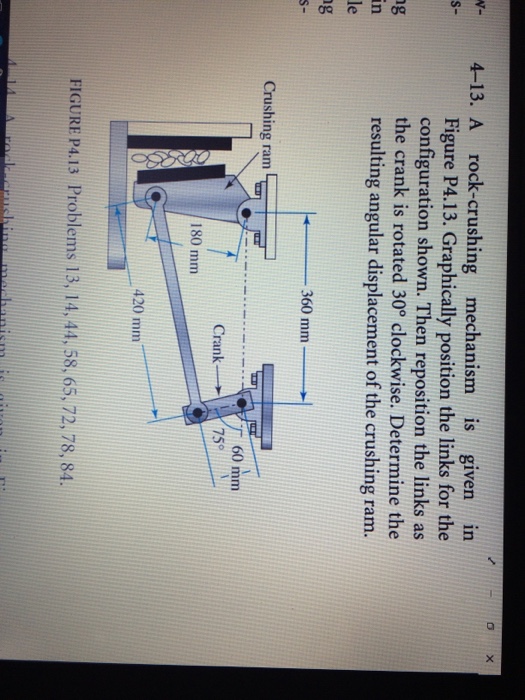 Solved -4-13. A rock-crushing mechanism is given in Figure | Chegg.com
