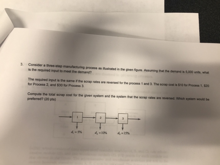 Solved 3. Consider a three-step manufacturing process as | Chegg.com