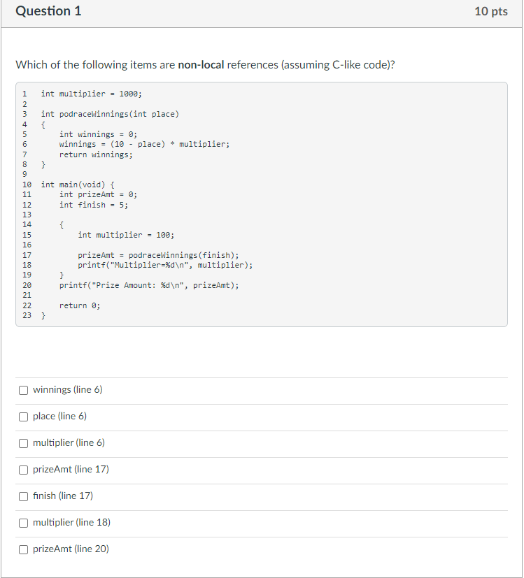 Solved Which of the following items are non-local references | Chegg.com