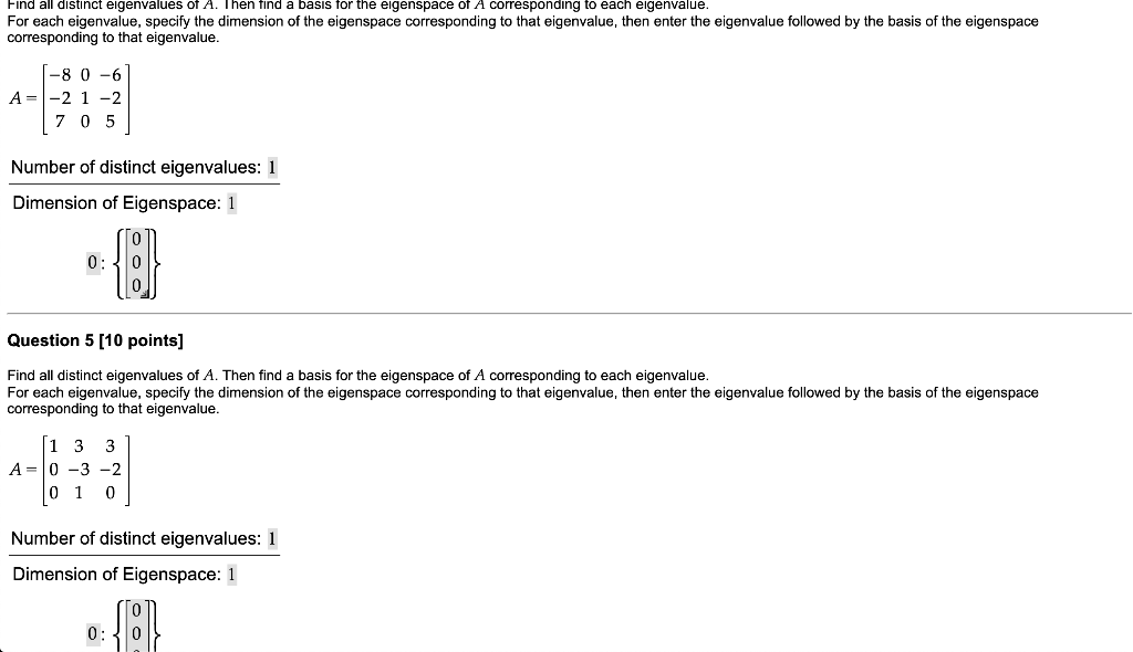 Solved Find all distinct eigenvalues of A. Then find a basis | Chegg.com