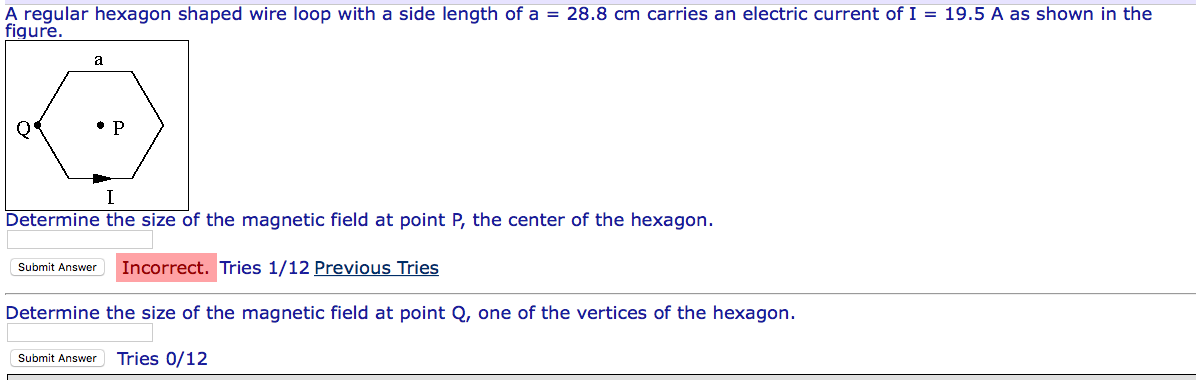 Solved A regular hexagon shaped wire loop with a side length | Chegg.com