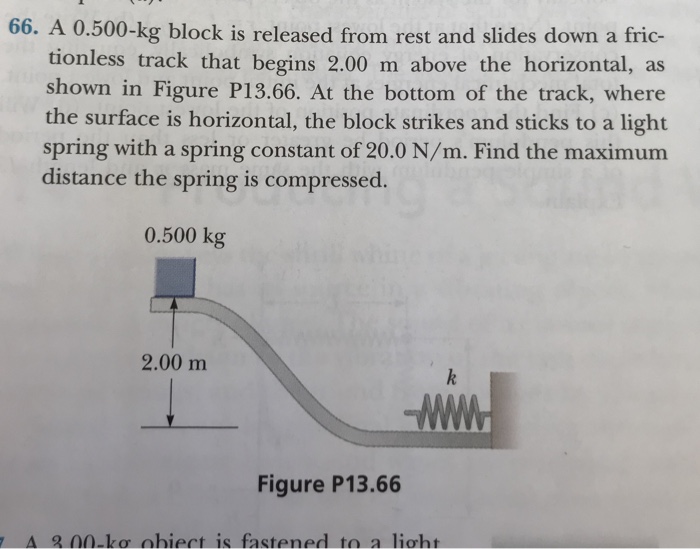 Solved 66. A 0.500-kg block is released from rest and slides | Chegg.com