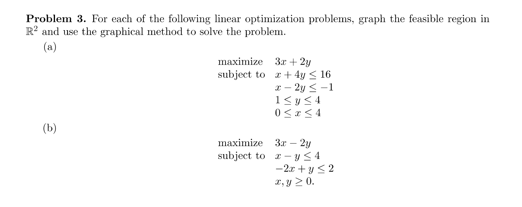 Solved Problem 3. For each of the following linear | Chegg.com