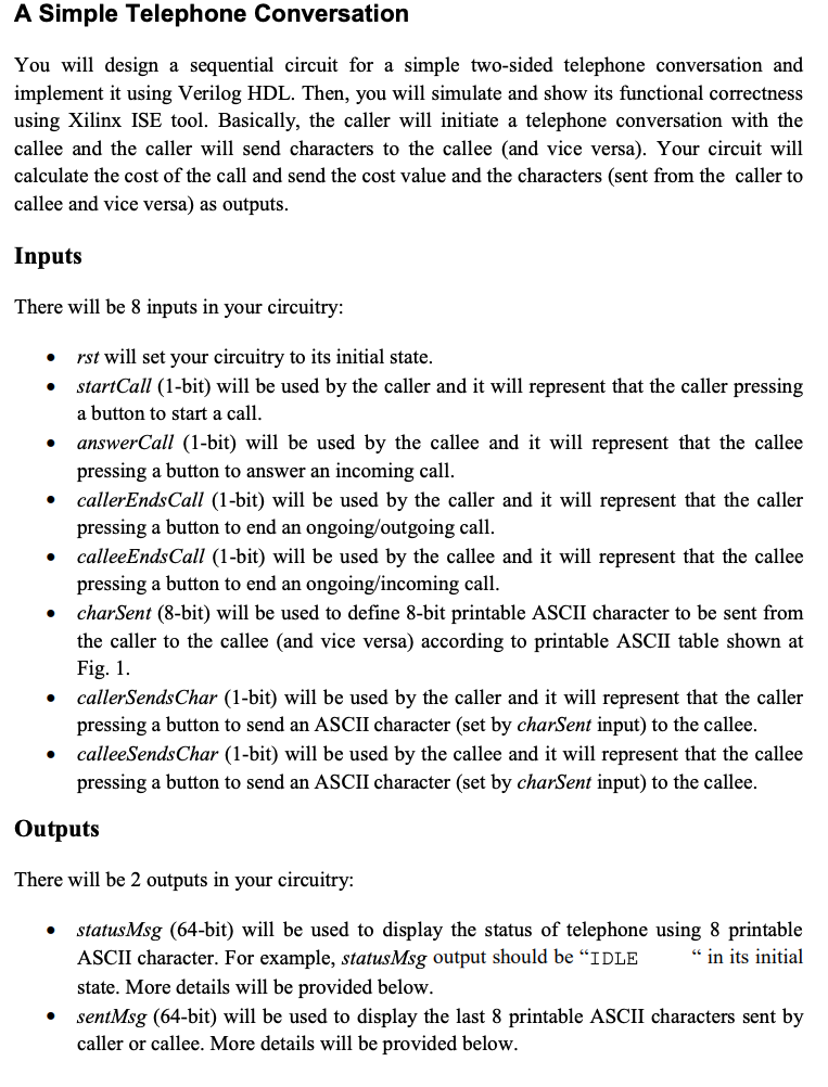A Simple Telephone Conversation You will design a | Chegg.com
