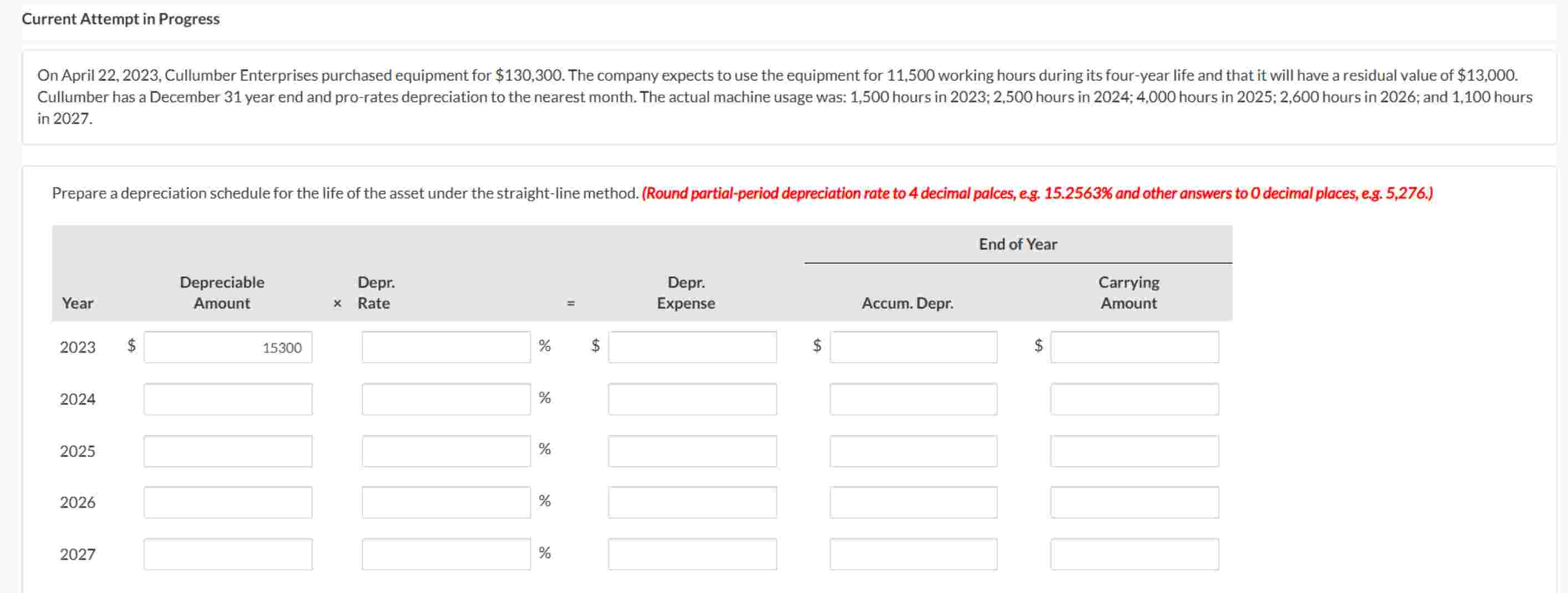 Solved Current Attempt in Progress in 2027.Prepare a | Chegg.com