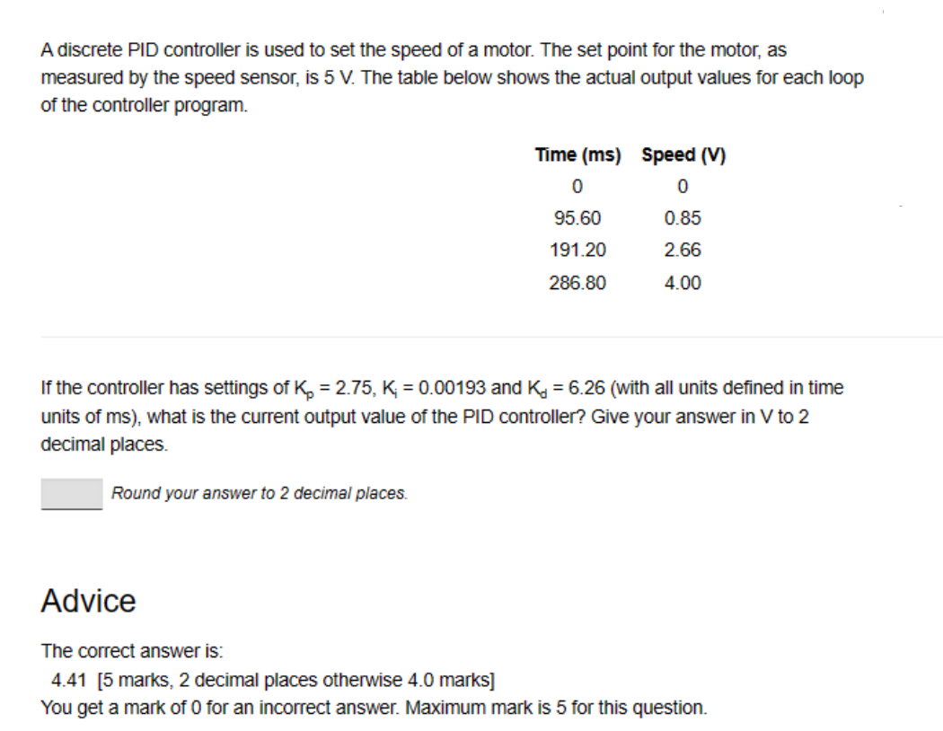 Solved A discrete PID controller is used to set the speed of | Chegg.com