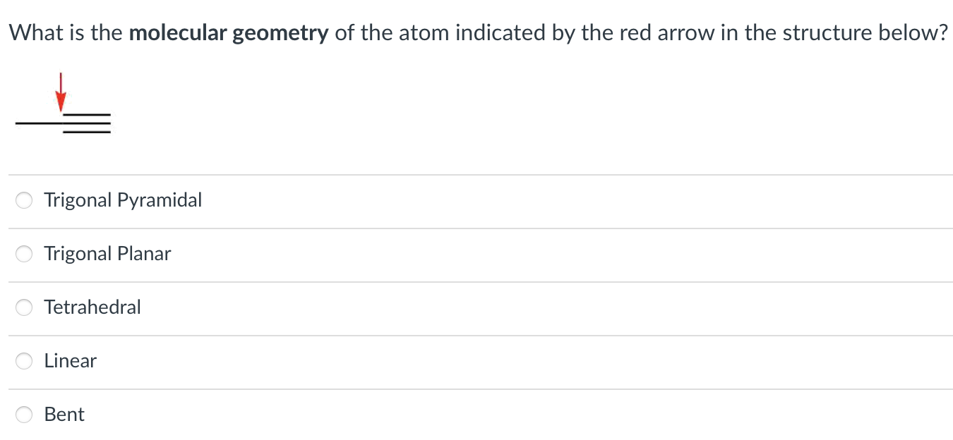 Solved What is the molecular geometry of the atom indicated | Chegg.com