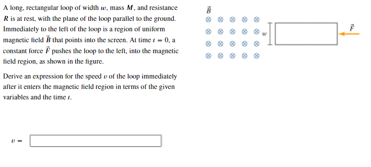 Solved B W A Long Rectangular Loop Of Width W Mass M And 9870