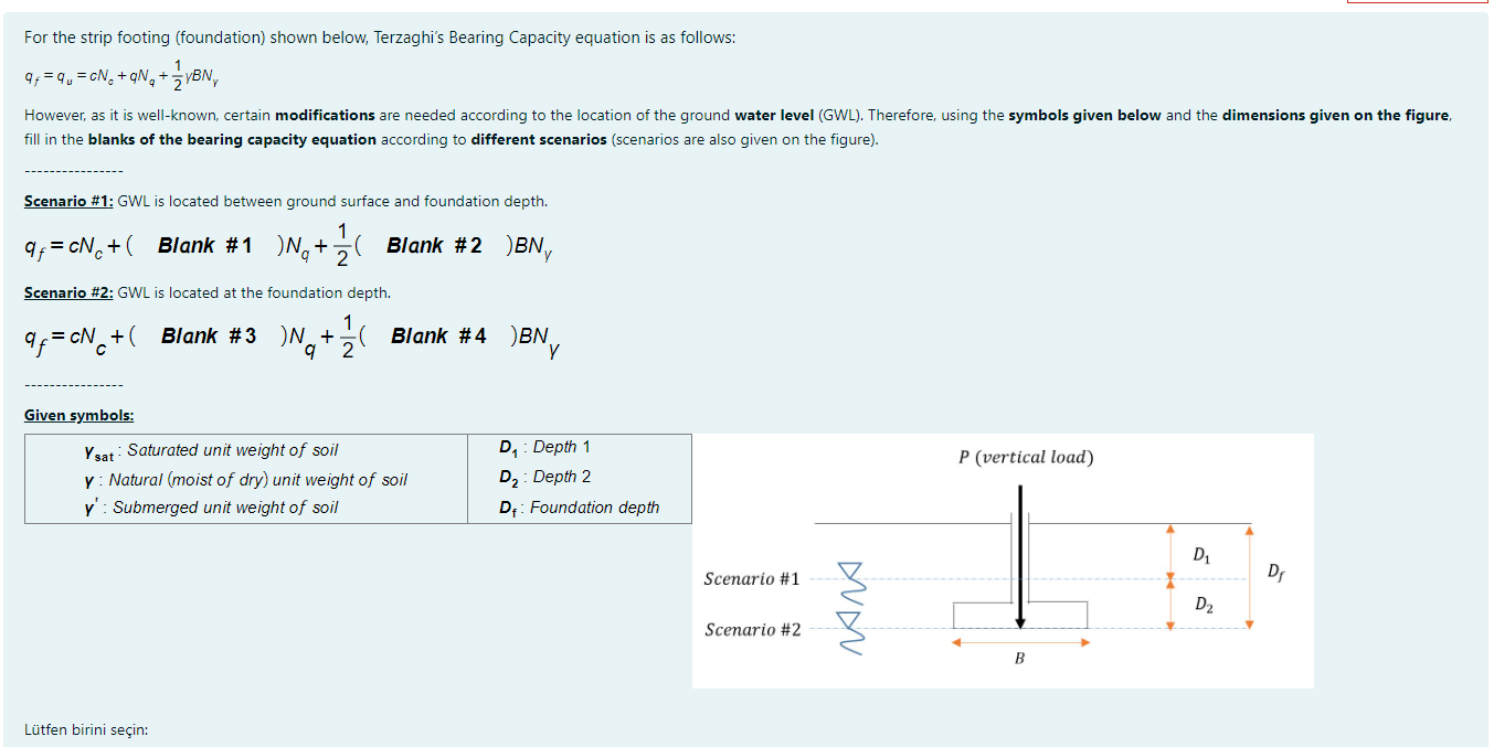 Solved For the strip footing (foundation) shown below, | Chegg.com