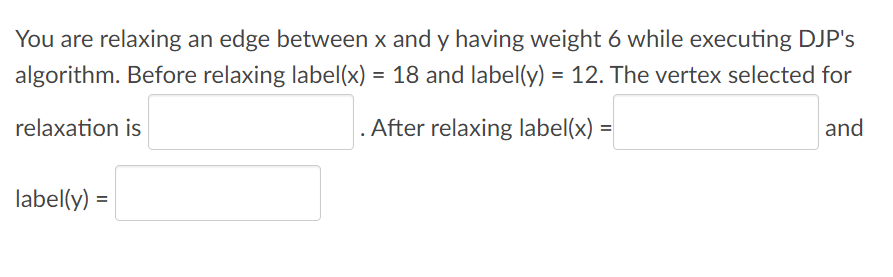 Solved You are relaxing an edge between x and y having | Chegg.com