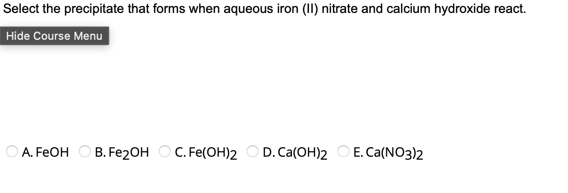 Solved Select the precipitate that forms when aqueous iron | Chegg.com