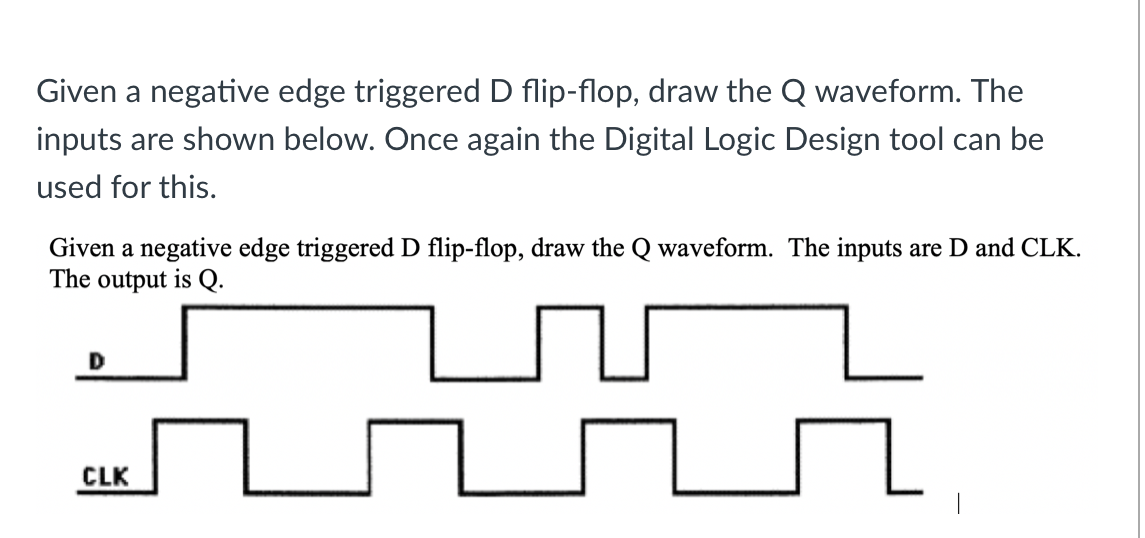 Solved Given a negative edge triggered D flip-flop, draw the | Chegg.com
