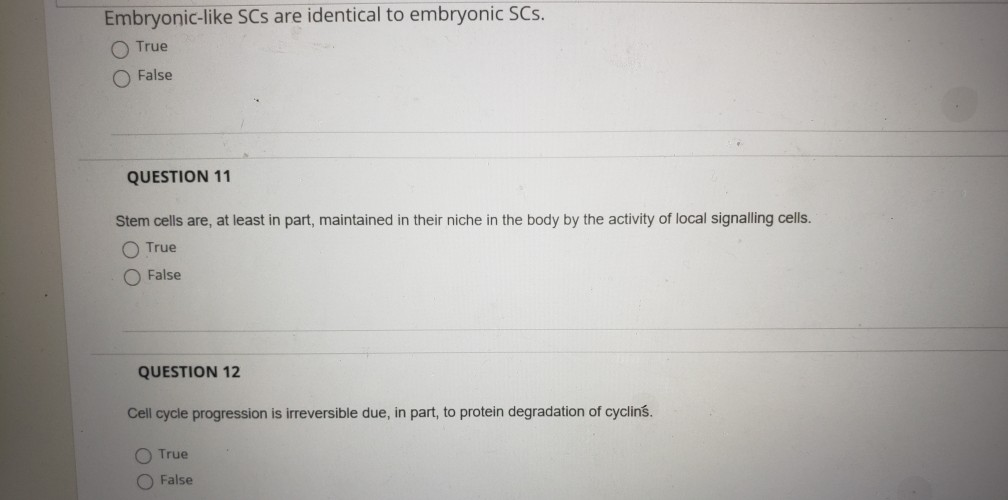 Solved Embryonic-like SCs are identical to embryonic SCS. | Chegg.com