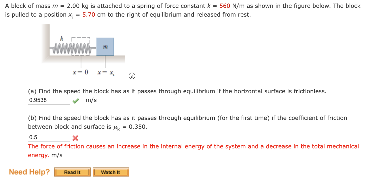 [Solved]: block of mass ( m=2.00 mathrm{~kg} ) is attac
