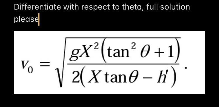 Solved Differentiate with respect to theta, full solution | Chegg.com