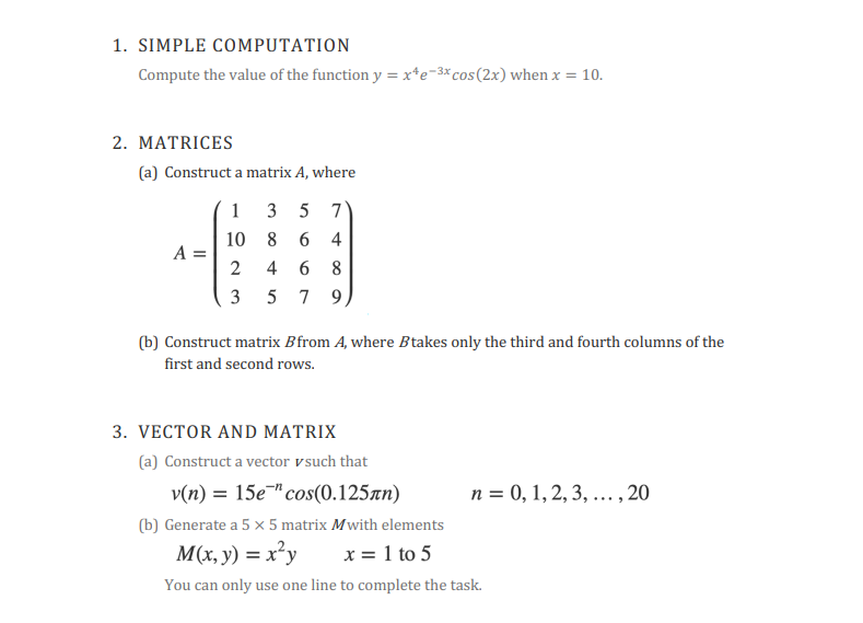 Solved 1. SIMPLE COMPUTATION Compute the value of the | Chegg.com
