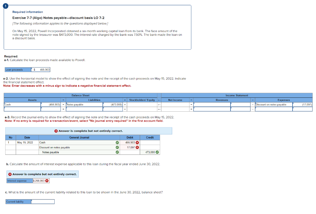 Solved Required information Exercise 7-7 (Algo) Notes | Chegg.com