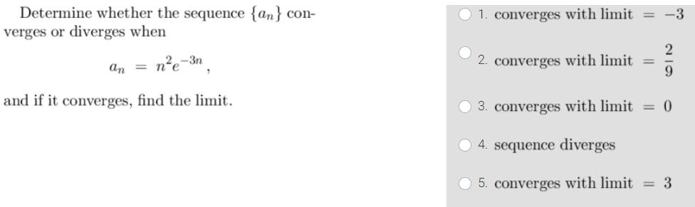 Solved Determine whether the sequence {an} con- verges or | Chegg.com