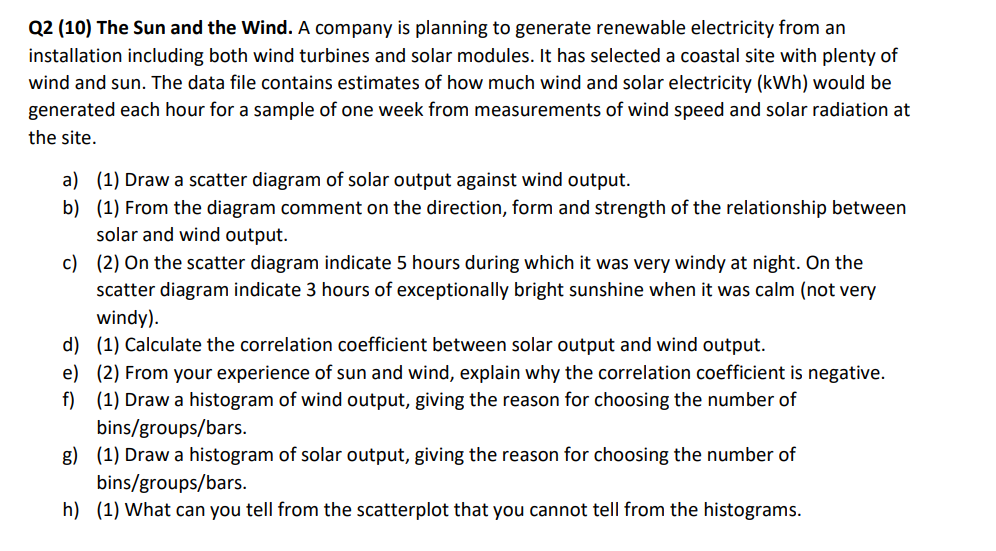 Solved Q2 (10) The Sun and the Wind. A company is planning | Chegg.com