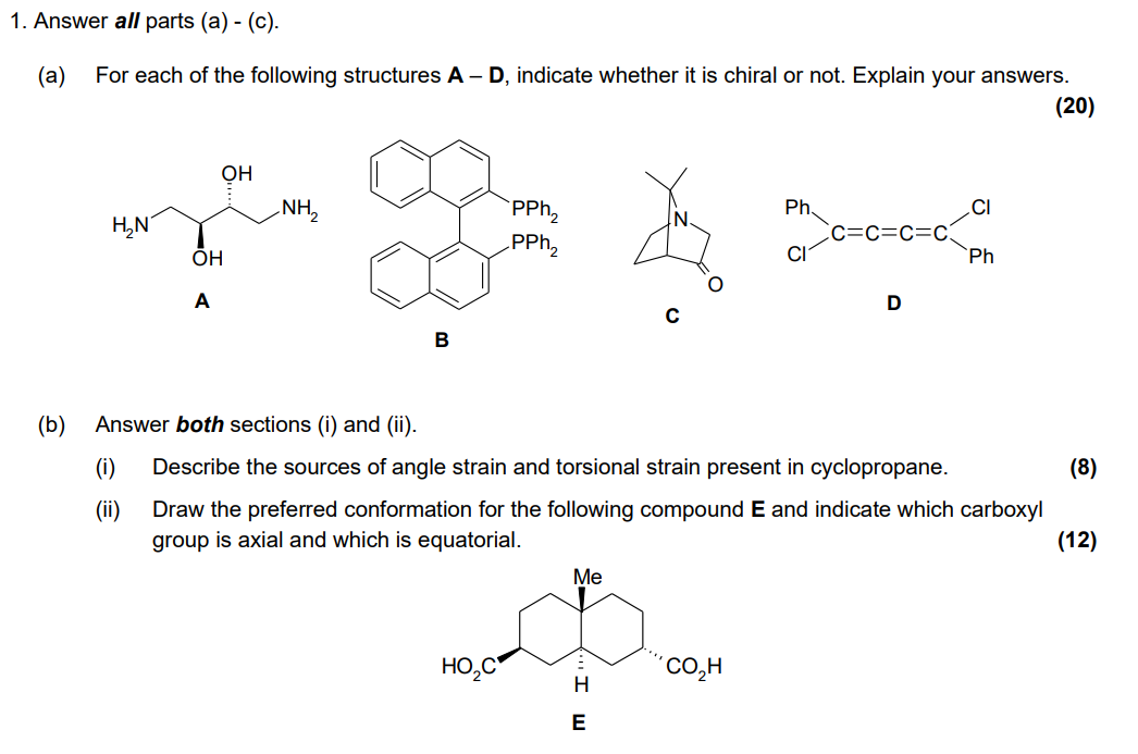 Solved (a) For each of the following structures A - D, | Chegg.com