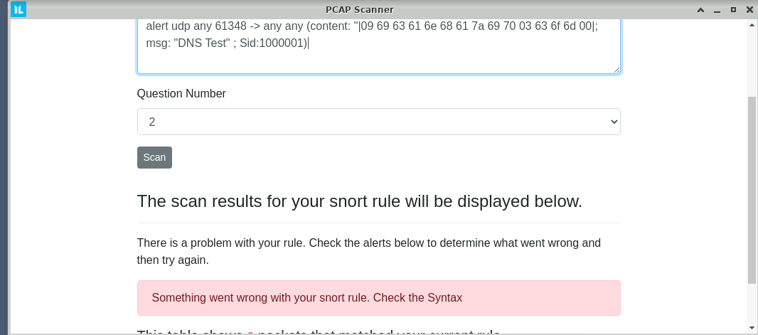 Solved Syntax error please help! Create a rule to detect DNS | Chegg.com