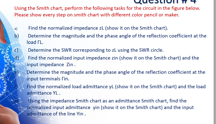 Using the Smith chart, perform the following tasks | Chegg.com
