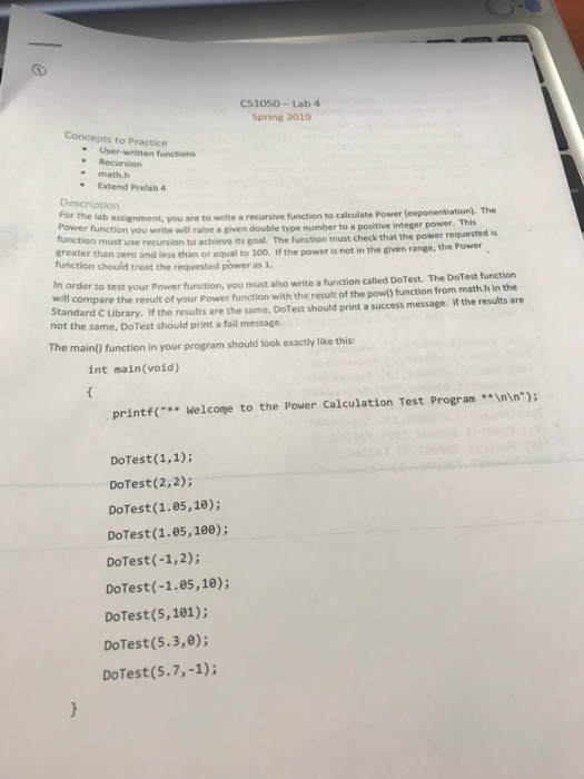 Solved CS1050-Lab 4 Spring 2019 Concepts to Practice | Chegg.com