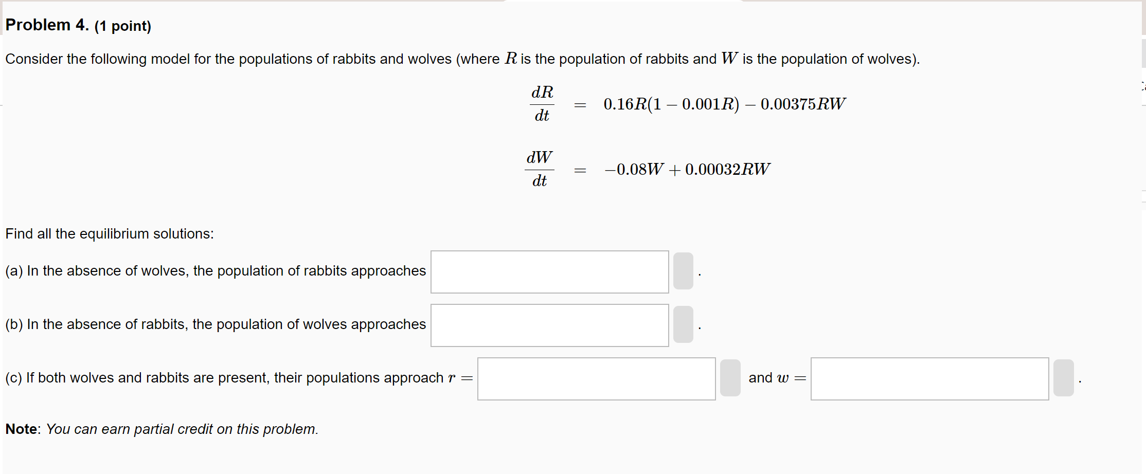 Solved Consider the following model for the populations of | Chegg.com