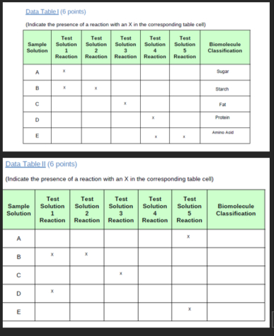 Solved Using Data Table 1, ﻿Determine The Biomolecule | Chegg.com
