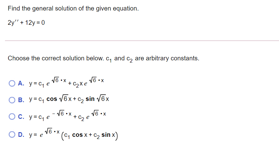 Solved Find the general solution of the given equation. 2y'' | Chegg.com