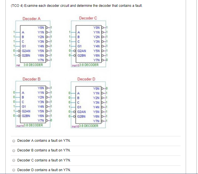 Solved TCO 4) Examine each decoder circuit and determine the | Chegg.com