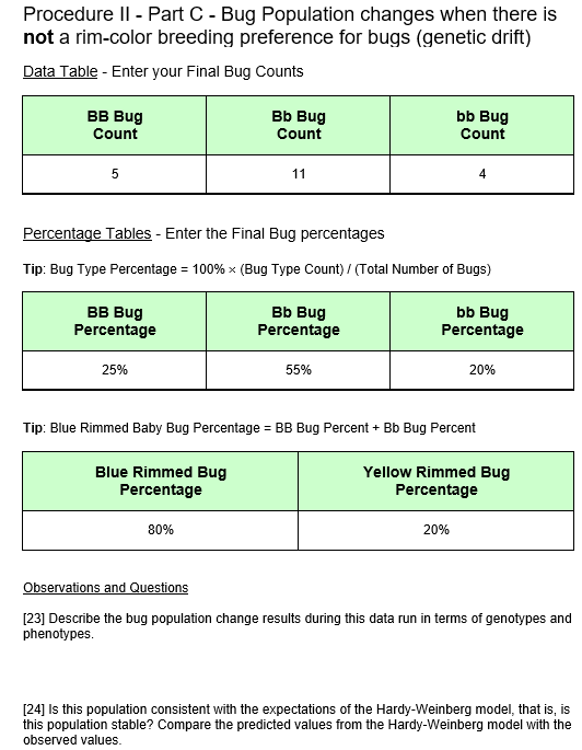 Solved: Procedure II - Part - Bug Population Changes When ... | Chegg.com
