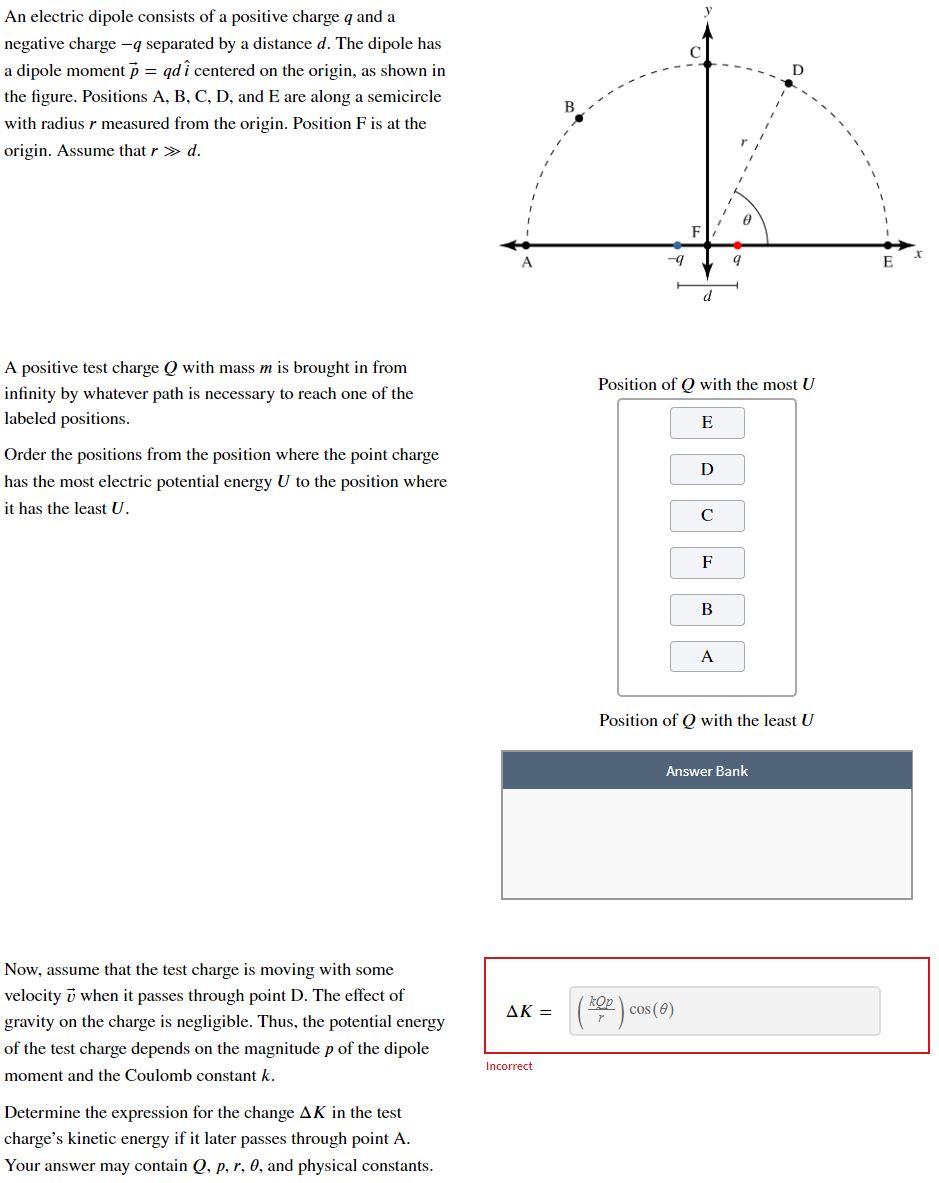 Solved An electric dipole consists of a positive charge q | Chegg.com